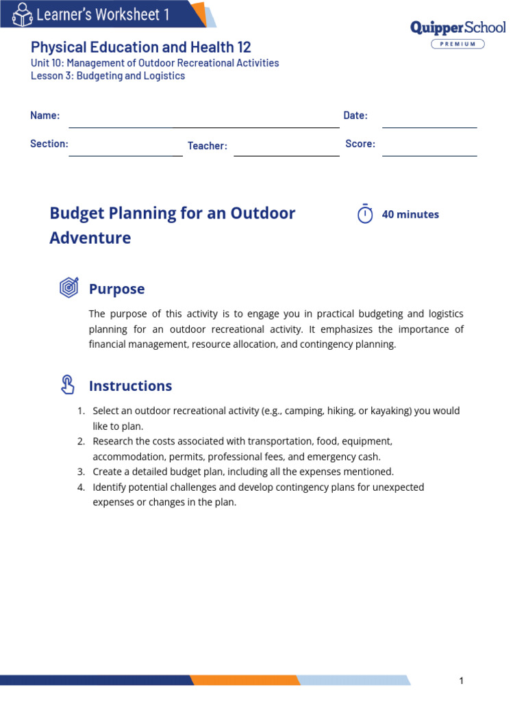 PEH 12 Q2 1003 Budgeting and Logistics SW1 | PDF | Budget | Logistics