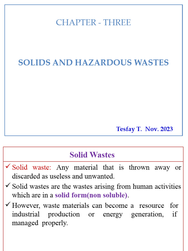 Chapter 3 Solide Waste | Download Free PDF | Waste | Municipal Solid Waste