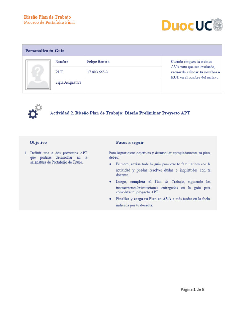 Diseño Plan de Trabajo - APPFinal | PDF