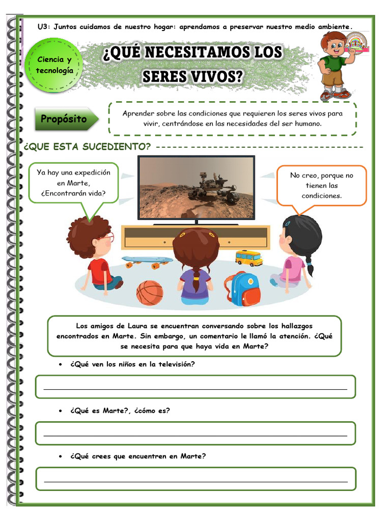 U3 Ficha d3 Cyt Qué Necesitamos Los Seres Vivos | PDF | Humano | Oxígeno