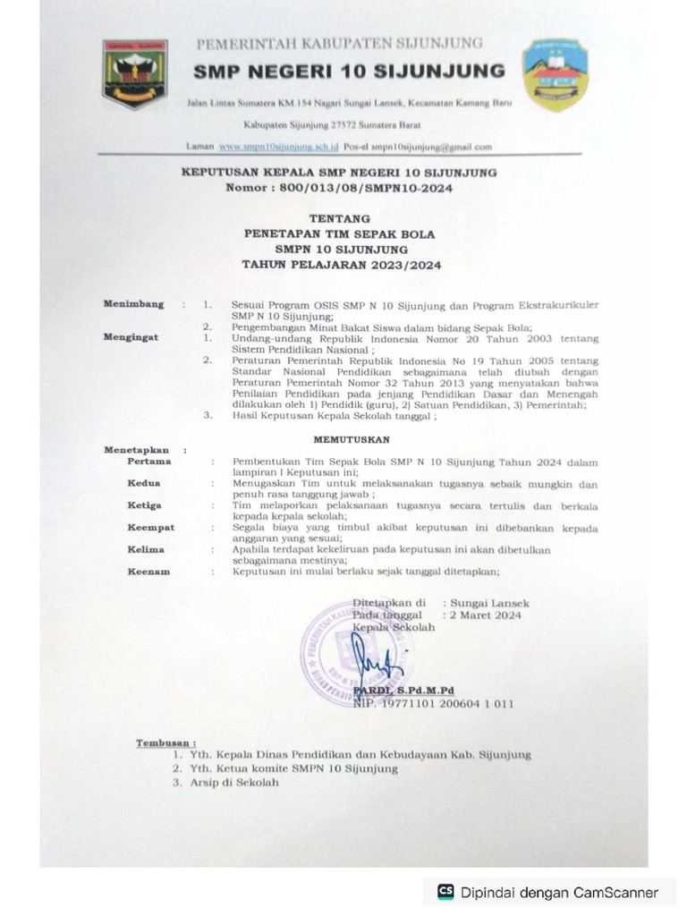 10302783_SK TIM SEPAK BOLA SMP N 10 SJJ | PDF