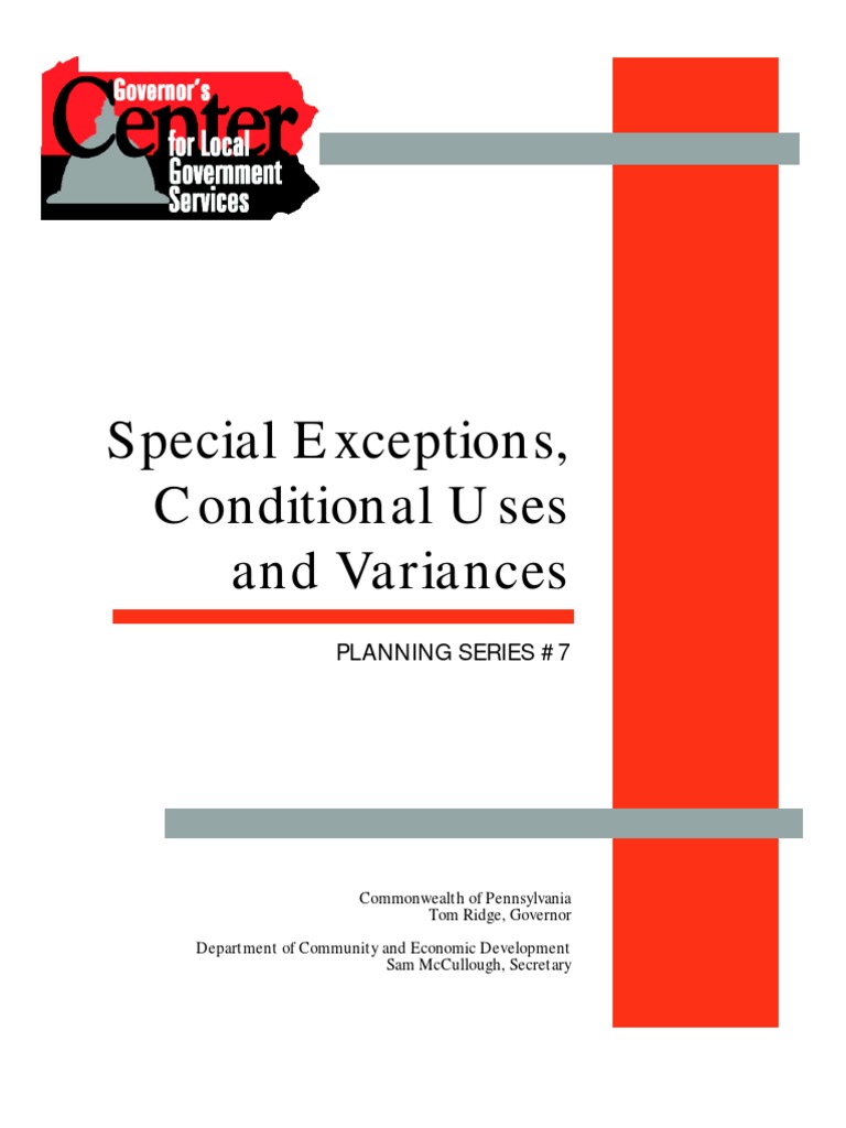 Special Exceptions, Conditional Uses and Variances: Planning Series #7 ...