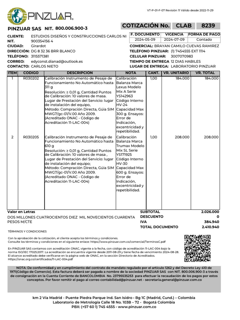 Clab 8239 | PDF | Calibración | Science