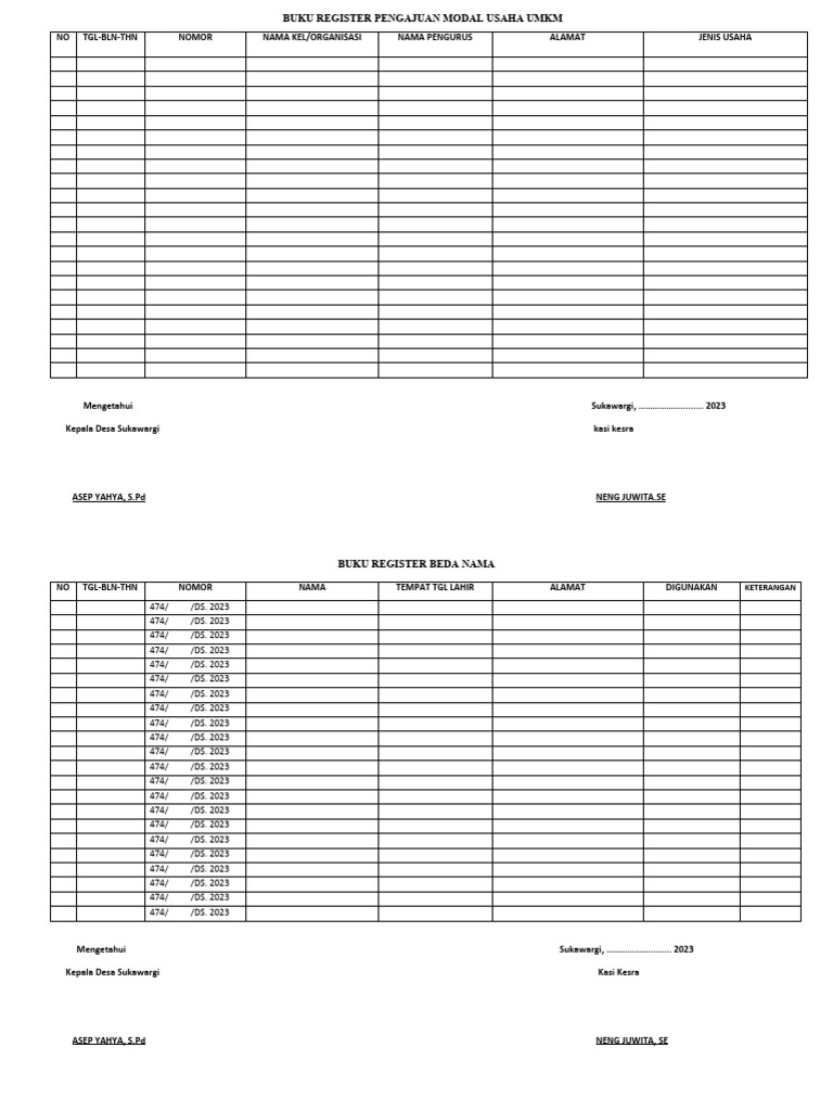 Buku Register Baru | PDF