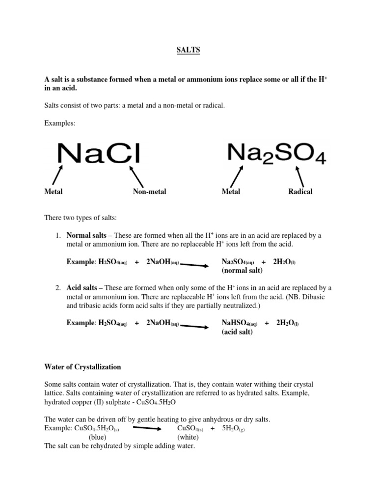 SALTS | PDF | Salt (Chemistry) | Precipitation (Chemistry)