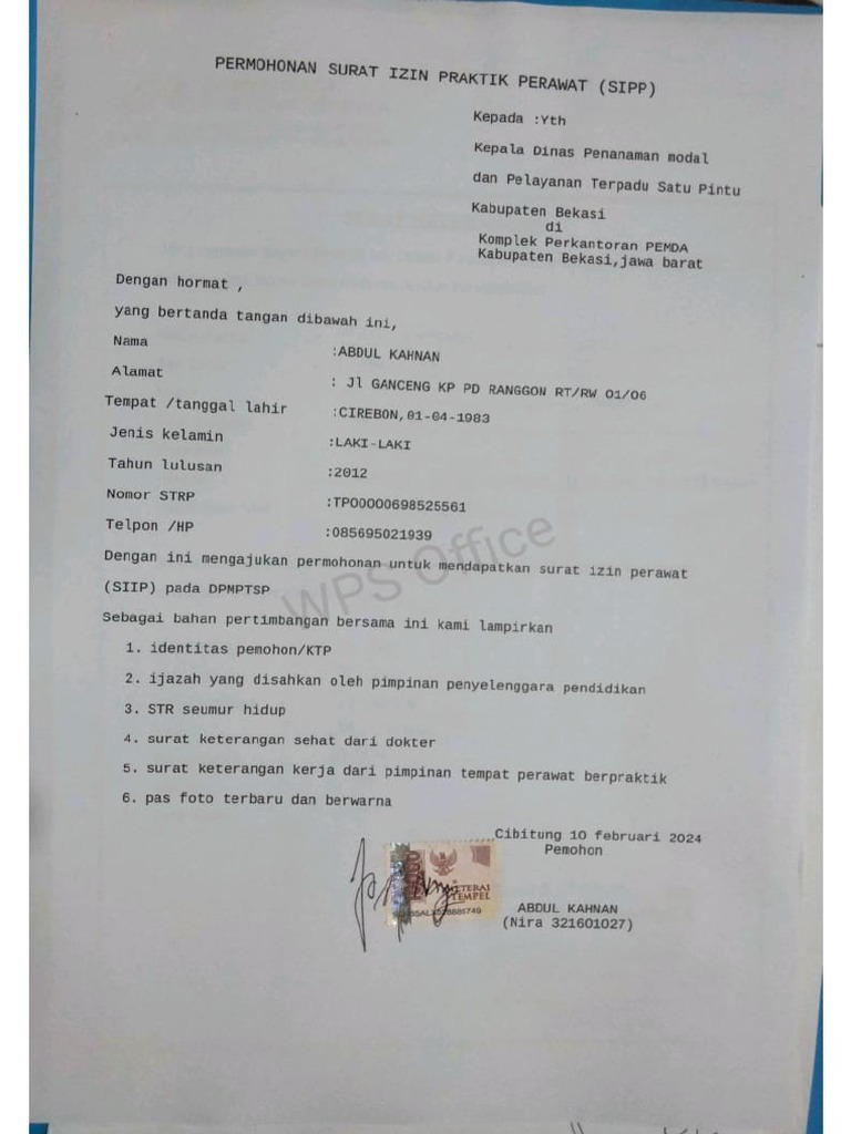 Permohonan DPMPTSP Abdul Kahnan | PDF