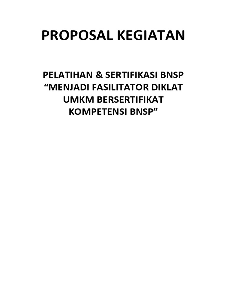 Proposal Bimtek Sertifikasi Fasdik UMKM | PDF