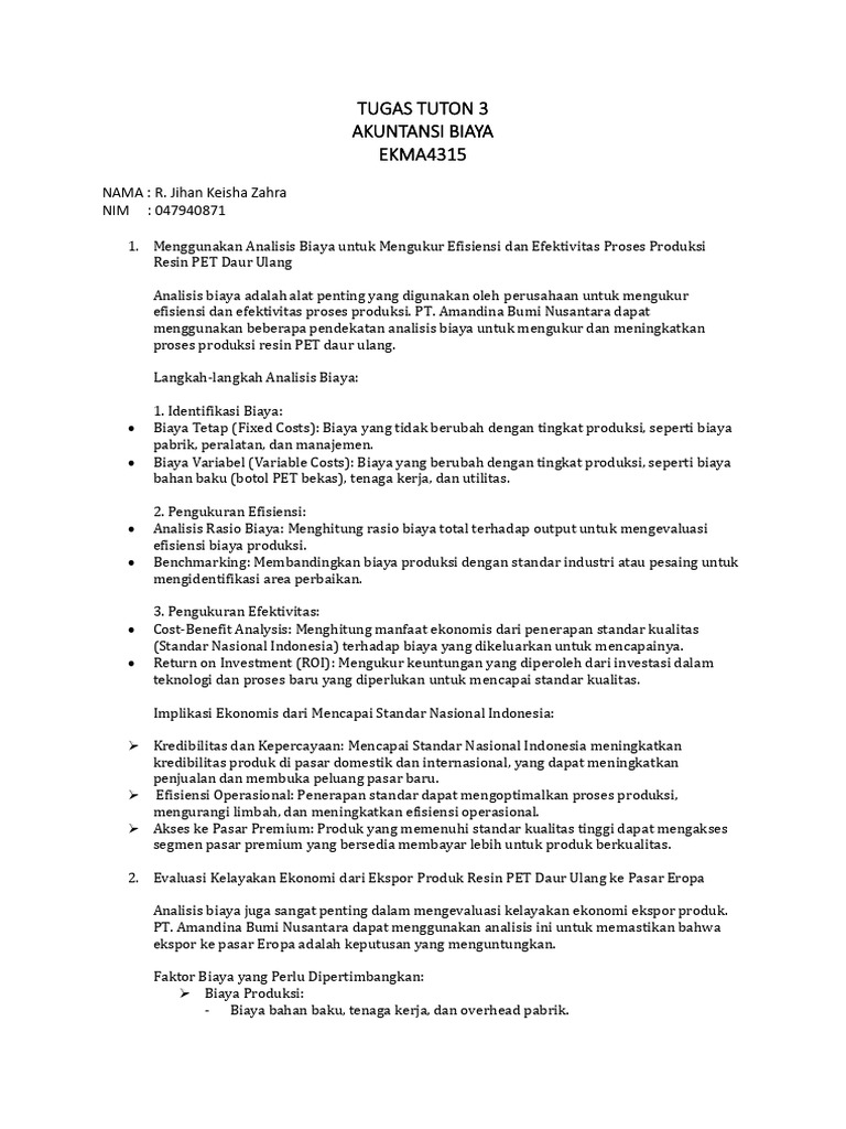 Tugas Tuton 3 - EKMA4315 - R. Jihan Keisha Zahra - 047940871 | PDF | Teknologi & Rekayasa