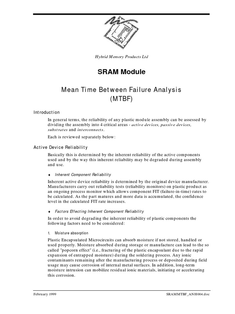 MTBF Modulo Memoria | PDF | Reliability Engineering | Printed Circuit Board