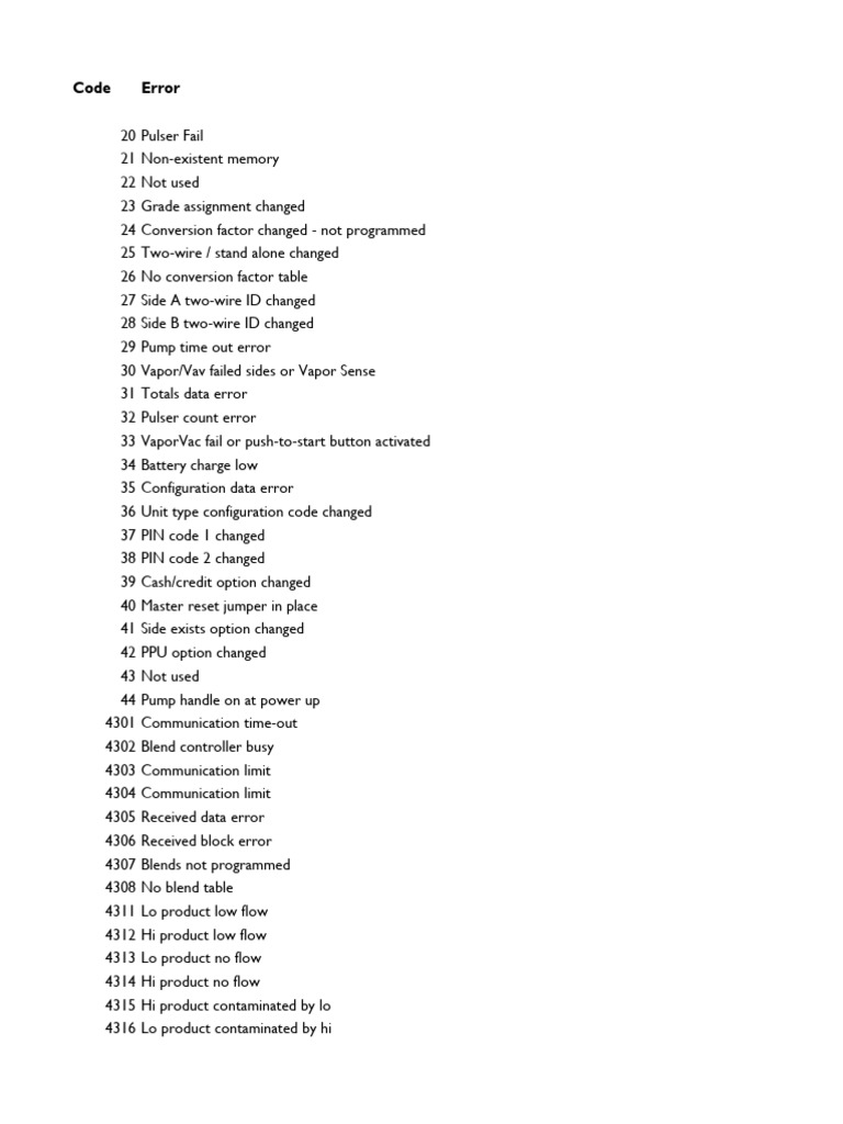 Encore 300 Advantage and Legacy Error Codes | PDF