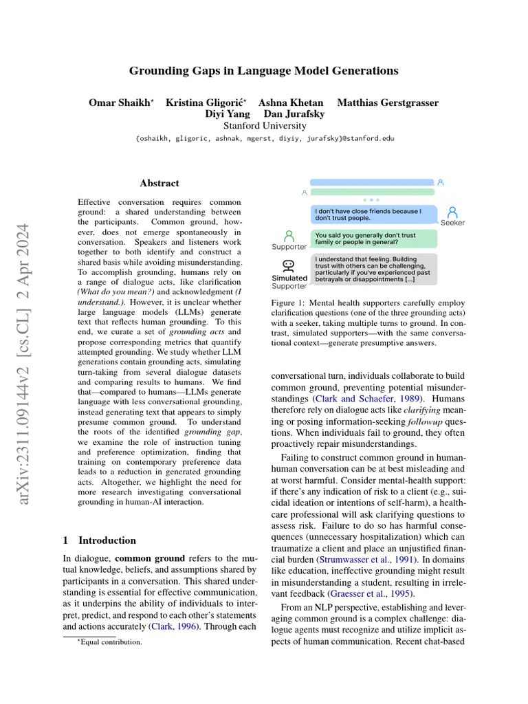 Grounding Gaps in Language Model Generations | Download Free PDF | Cognitive Science | Human ...
