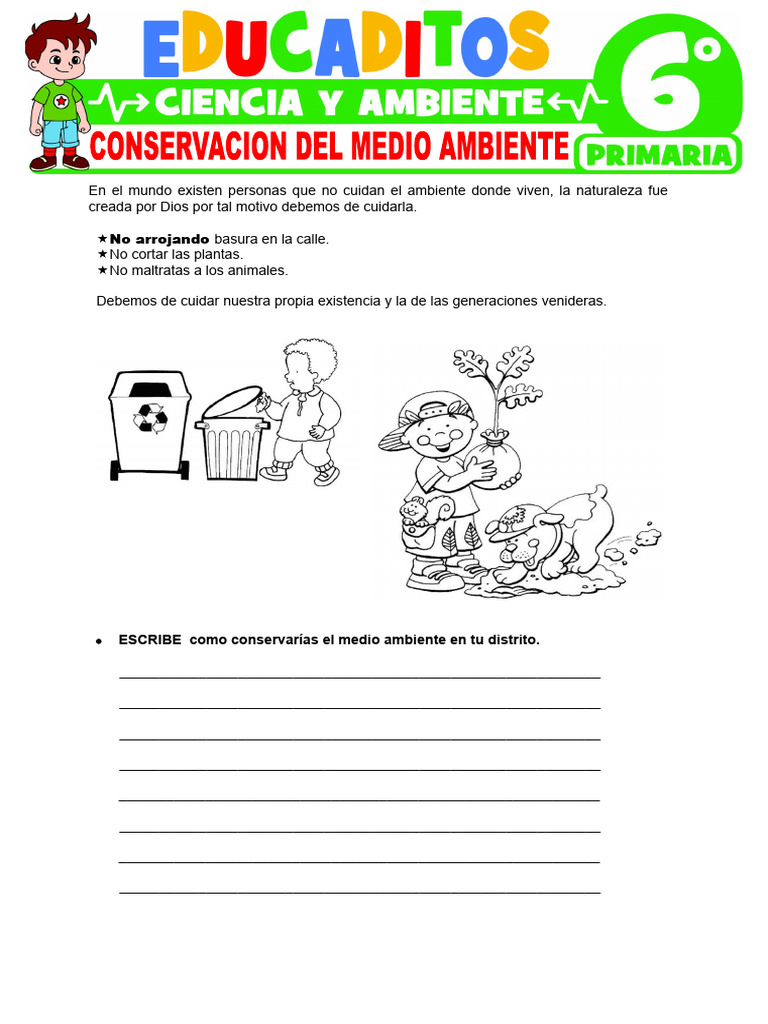 Conservacion Del Medio Ambiente para Sexto Grado de Primaria | PDF