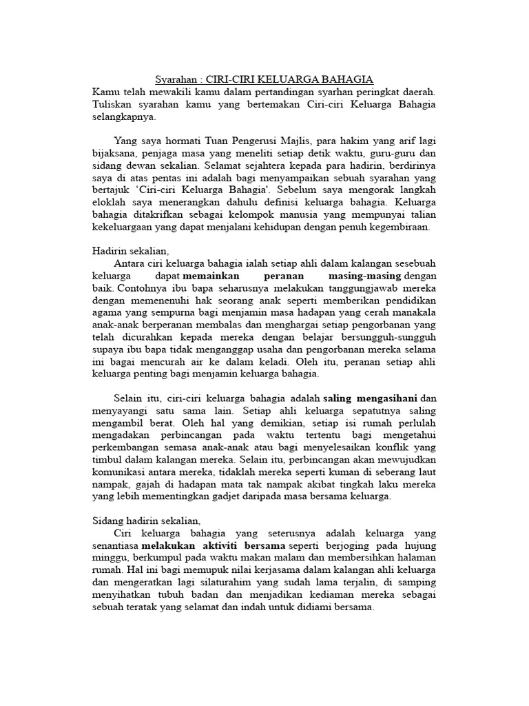 Syarahan Keluarga Bahagia | PDF