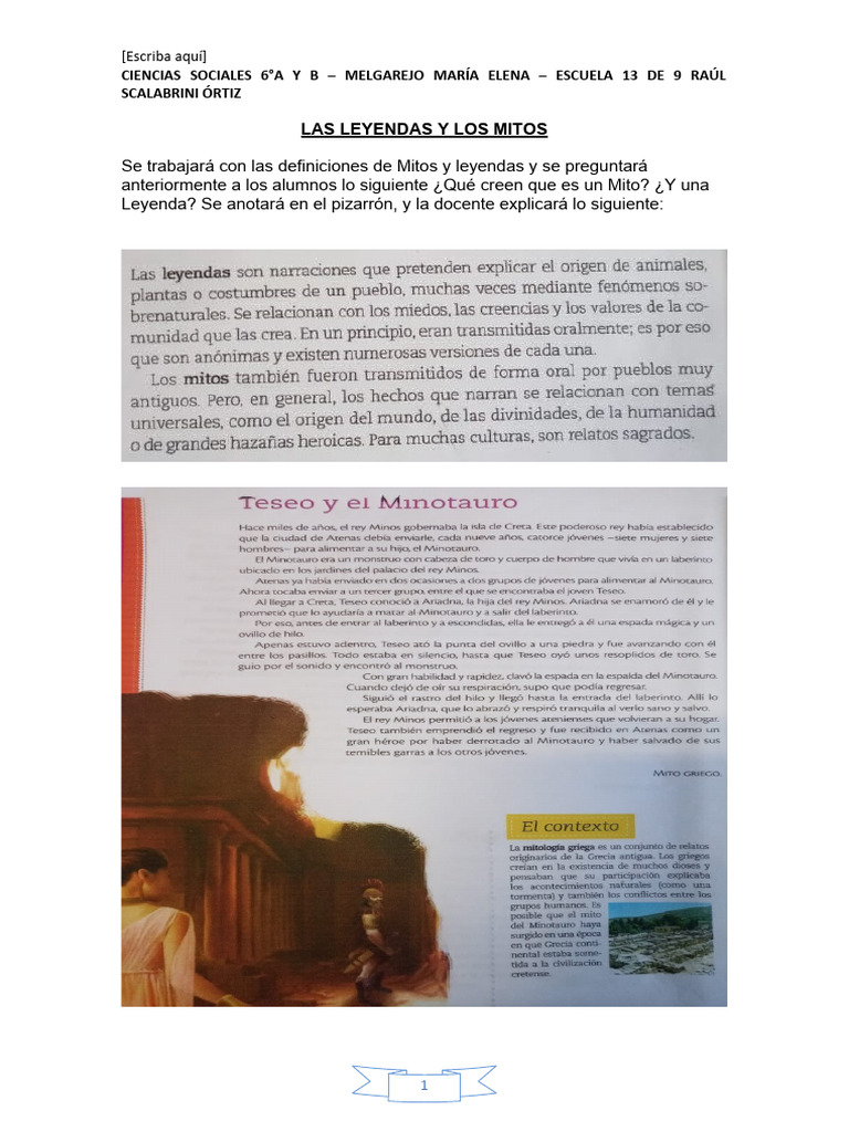 Las Leyendas y Los Mitos 6to A y B | PDF | Minotauro