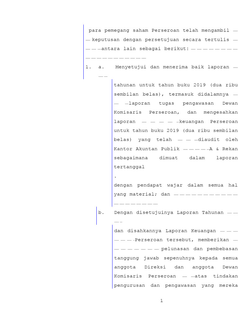 Contoh Keputusan RUPS TH | PDF