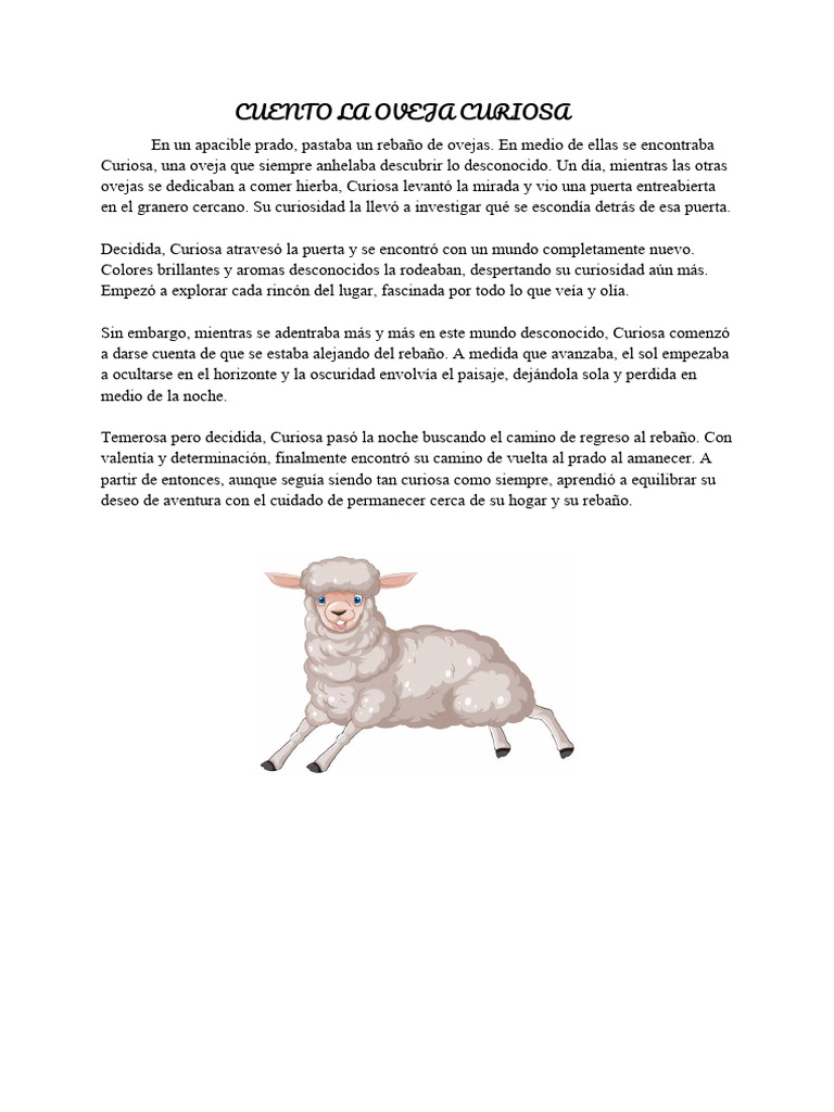 Cuento La Oveja Curiosa Pdf