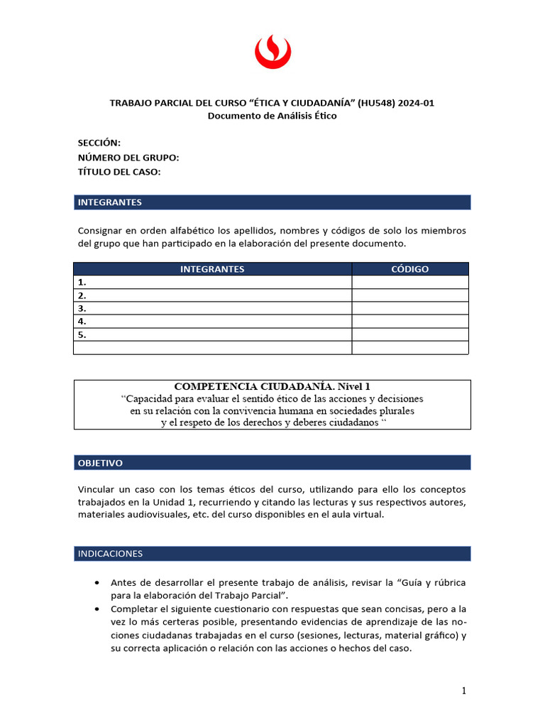 Plantilla Documento Análisis Ético TP 2024-01 | PDF | Arte