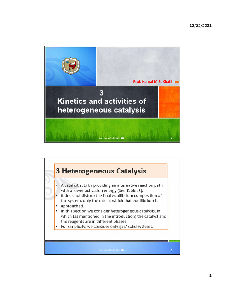 م٣ كمال | PDF | Heterogeneous Catalysis | Catalysis