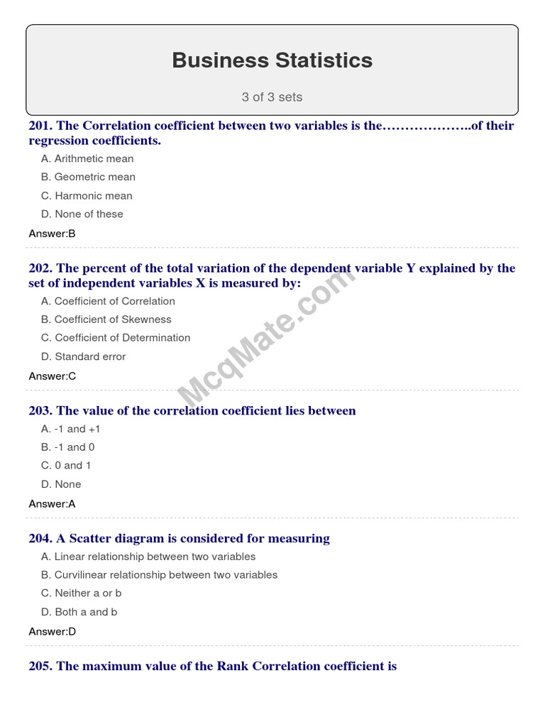 business-statistics [set 3] | PDF | Dependent And Independent Variables | Coefficient Of ...