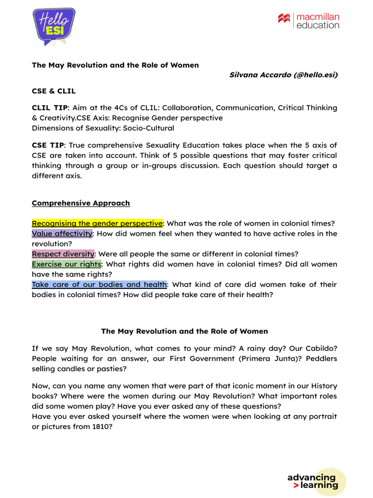 The May Revolution and the roles of women_Lesson plan | PDF