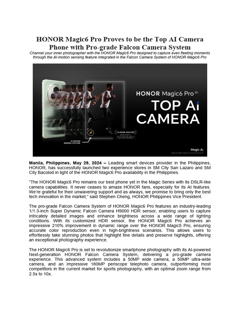 Press Release_HONOR Magic6 Pro Proves to be the Top AI Camera Phone with Pro-grade Falcon Camera ...