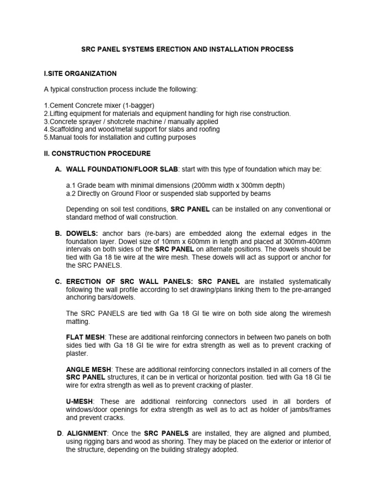 SRC Panel Erection Process 82317 | PDF | Concrete | Beam (Structure)