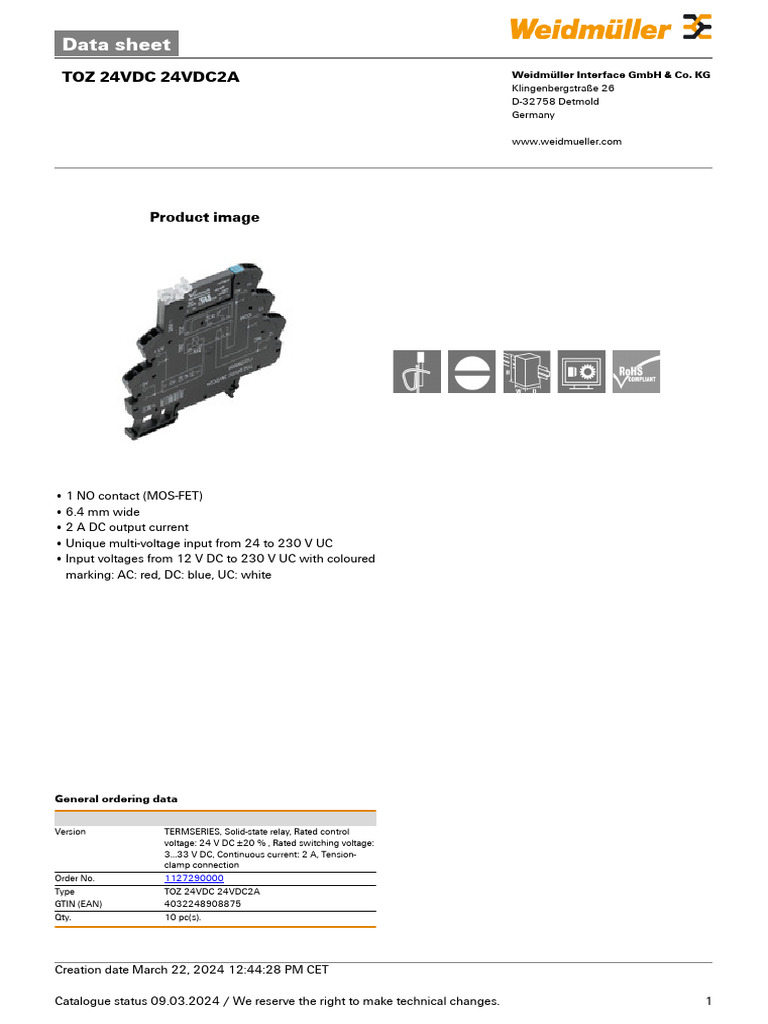 TOZ 24VDC 24VDC2A en | PDF | Relay | Electronics