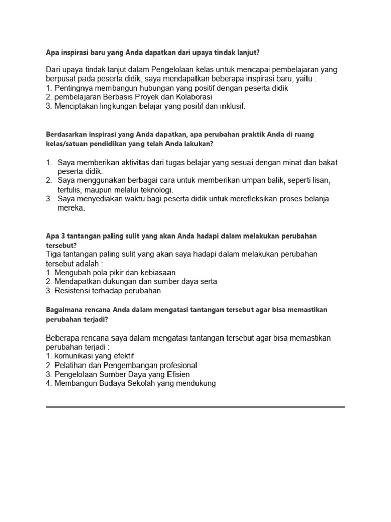Apa Inspirasi Baru Yang Anda Dapatkan Dari Upaya Tindak Lanjut | PDF | Karier & Perkembangan