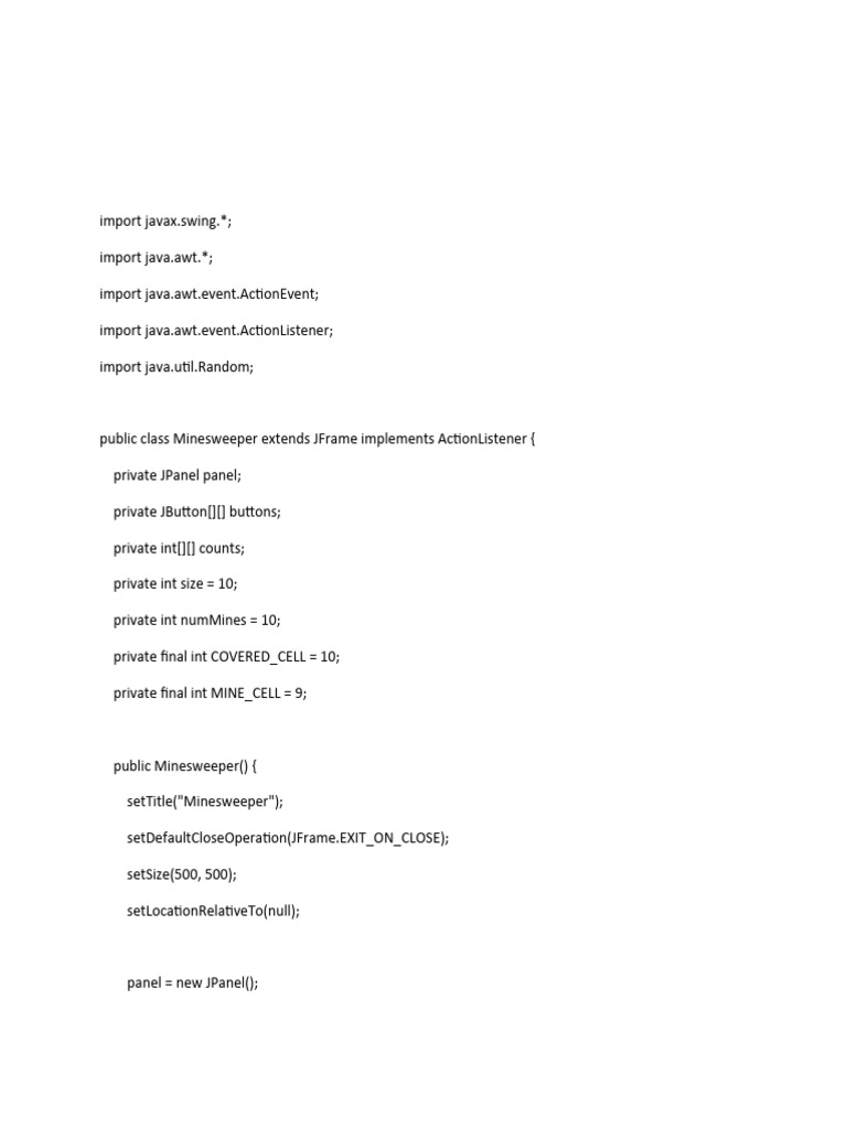 Minesweeper Java | PDF | Software | System Software