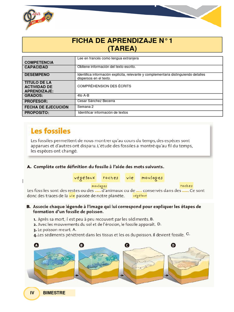 Semaine - 2 - 4eme Annee A - Comprehension Des Ecrits | PDF