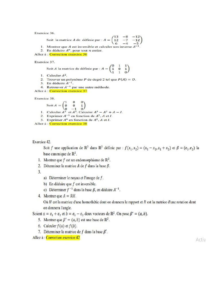 TD Matrice L1 Fiche3 | PDF