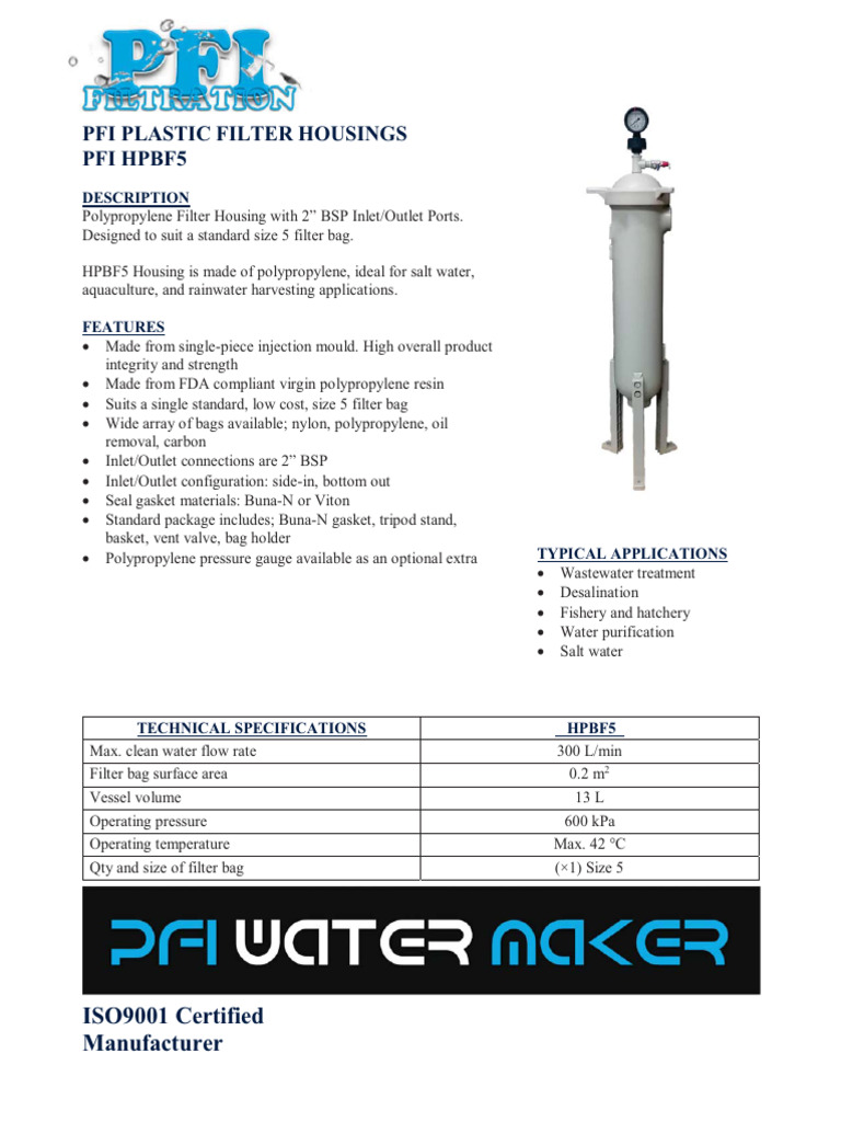 PFI HPBF-5-Plastic-Housing | PDF