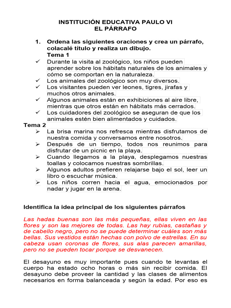 Ejercicio de Párrafos | PDF | Ciencia y matemáticas