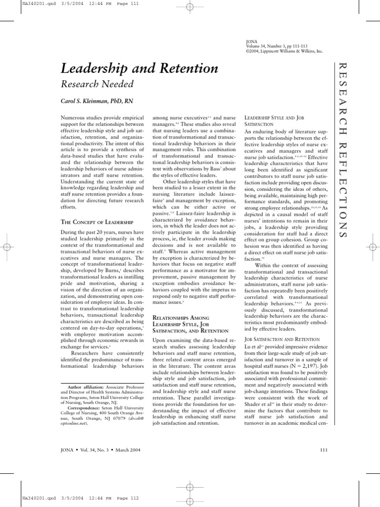Leadership and Retention | PDF | Employee Retention | Transformational ...