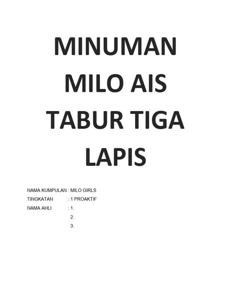 MINUMAN MILO AIS TABUR 3 LAPIS Folio Projek Sains Ikut Spec Terbaru | PDF