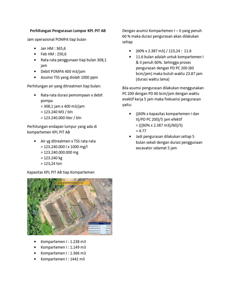 Perhitungan Pengurasan Lumpur KPL PIT AB | PDF