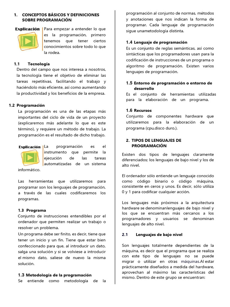 Conceptos Básicos y Definiciones Sobre Programación | PDF | Lenguaje de ...