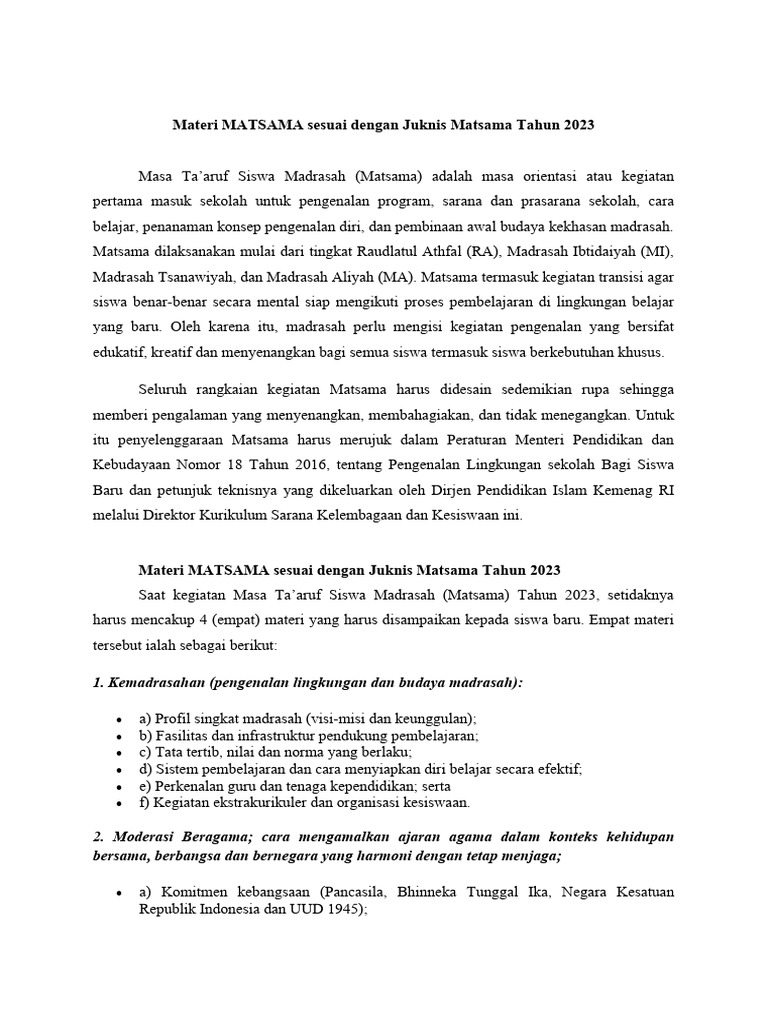 Materi MATSAMA Sesuai Dengan Juknis Matsama Tahun 2023 | PDF | Karier ...