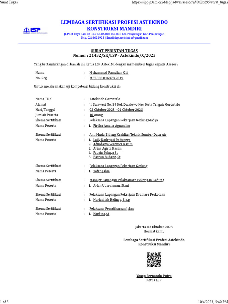 Uji Kompetensi Astekindo Gorontalo | PDF