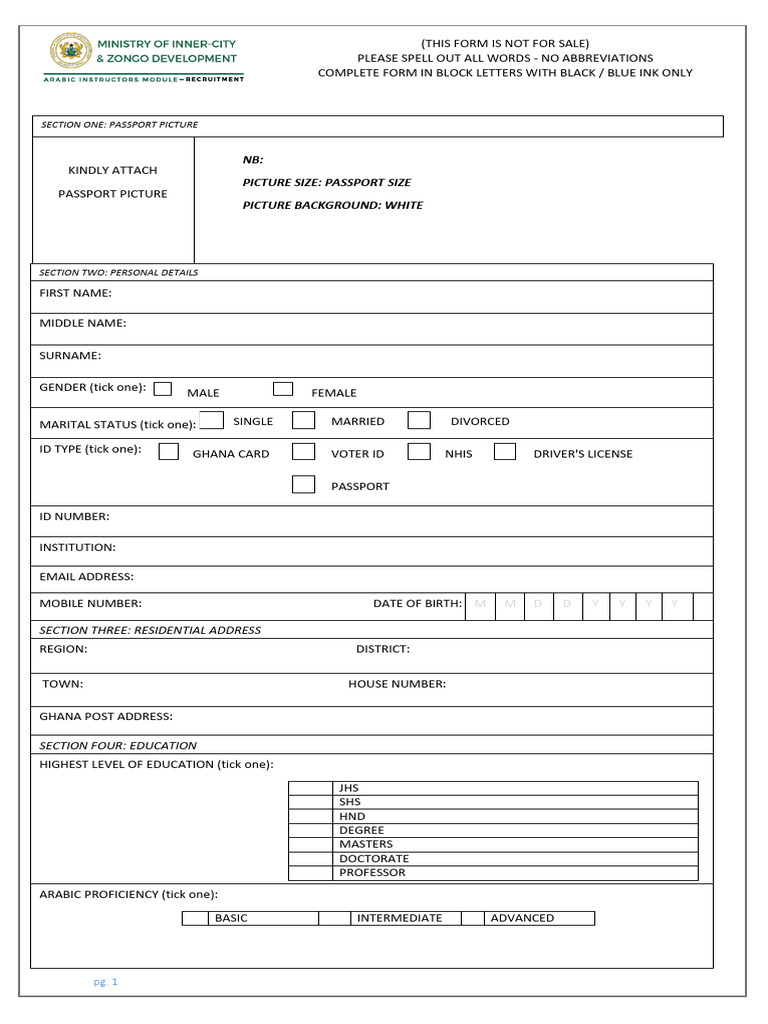 Application Form Arabic Instructors Module 2020 | PDF | Government And ...