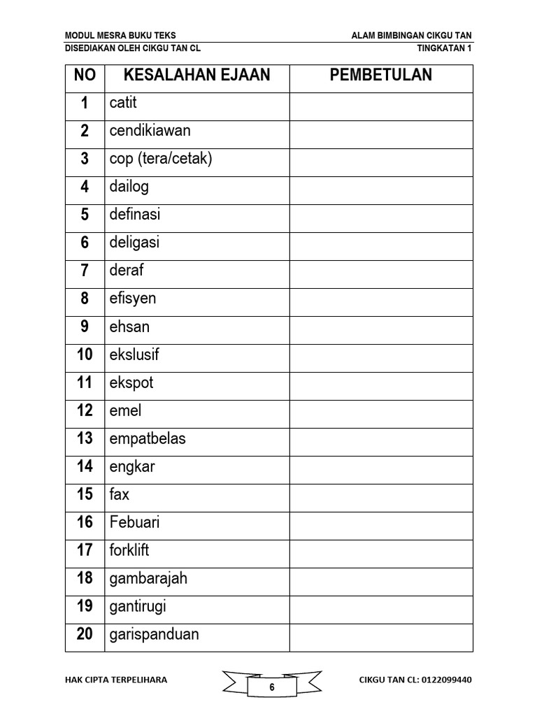 (6-16) (Murid) Modul Ejaan | PDF