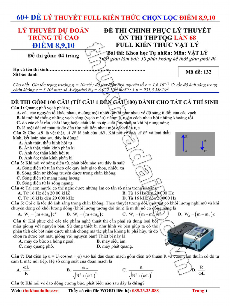 100 Cau Ly Thuyet Du Doan Xac Suat Cao Full Kien Thuc Lop 12 Lan 66 | PDF