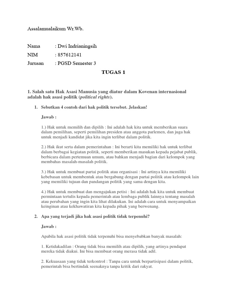 Tugas 1 HAM S1 PGSD | PDF