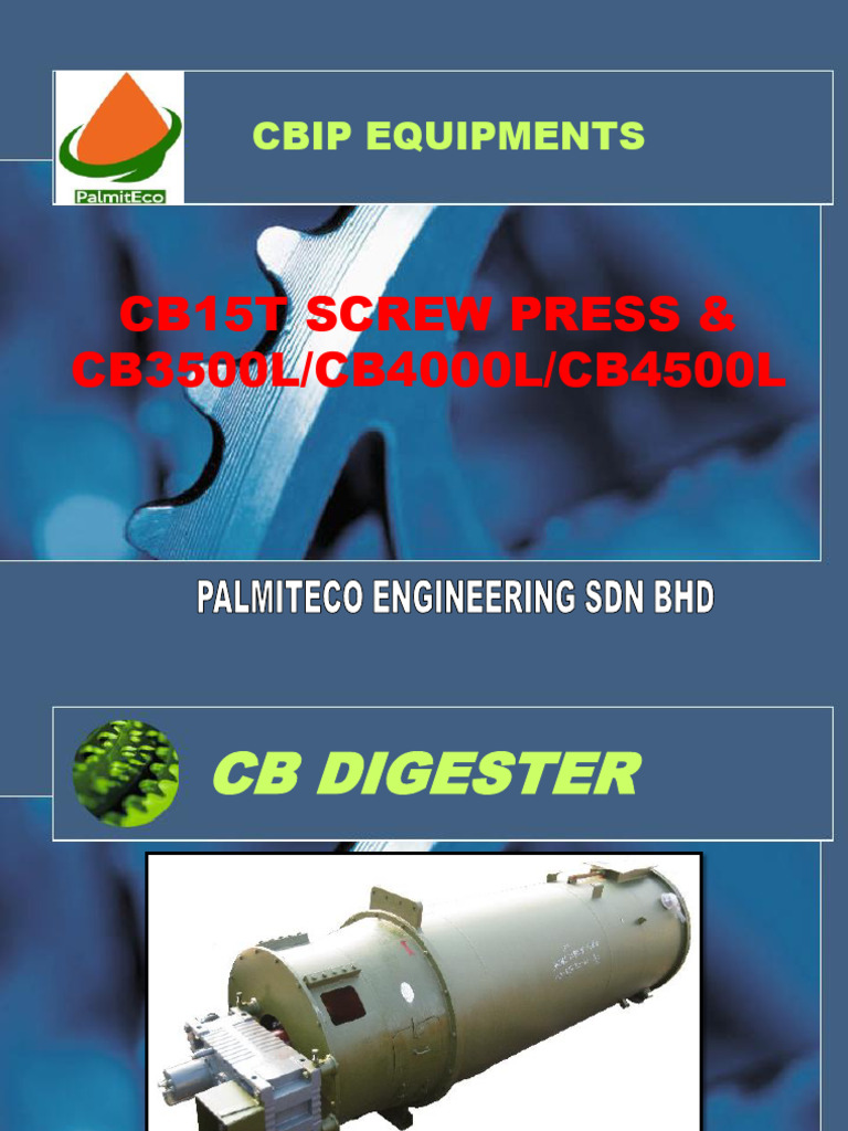 Presentation Pt. Mpi - CB15T Screw Press and CB3500-4000-4500 Digester | PDF | Screw | Bearing ...
