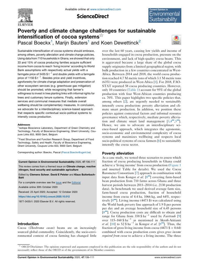 Journal Artical Cocoa | PDF | Cocoa Bean | Deforestation