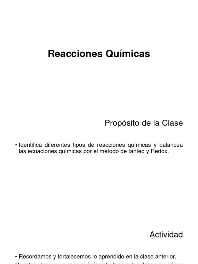 Videoclase SEMANA 6 RQ | PDF | Reacciones químicas | Química