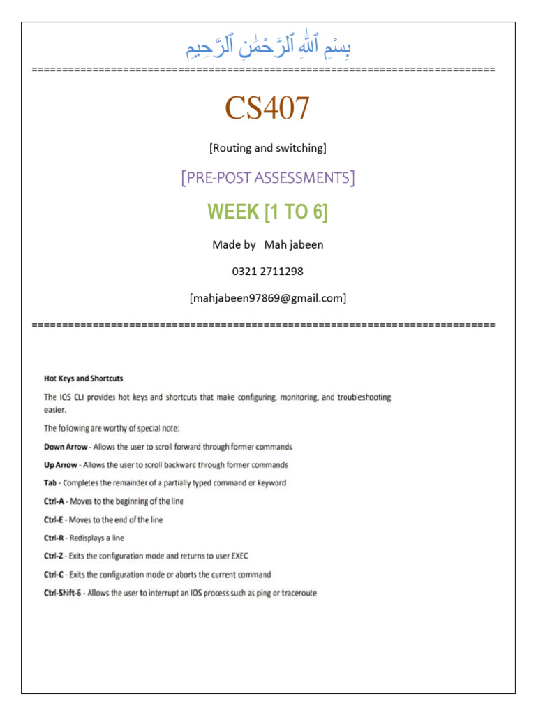 CS407 Routing and Switching Assessments | PDF