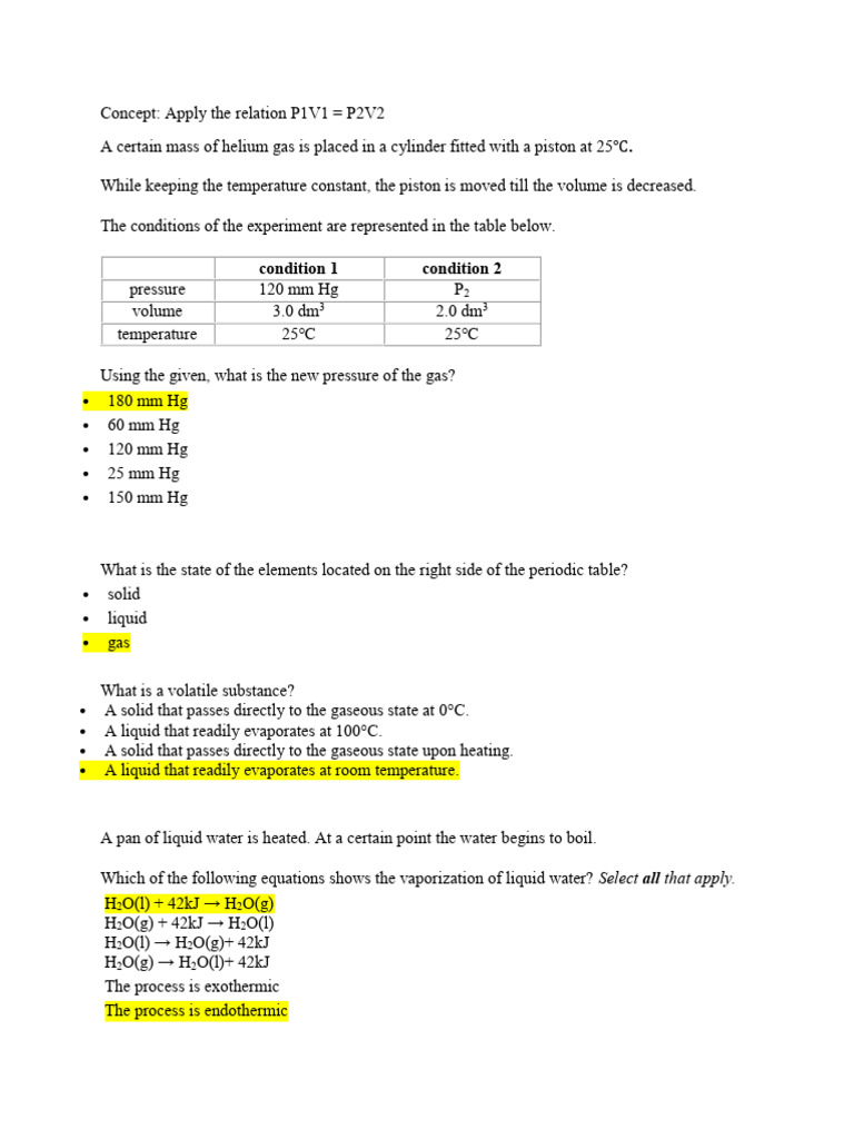 Chemistry Exam For Gr. 9 Term 3 SABIS | PDF | Water | Liquids