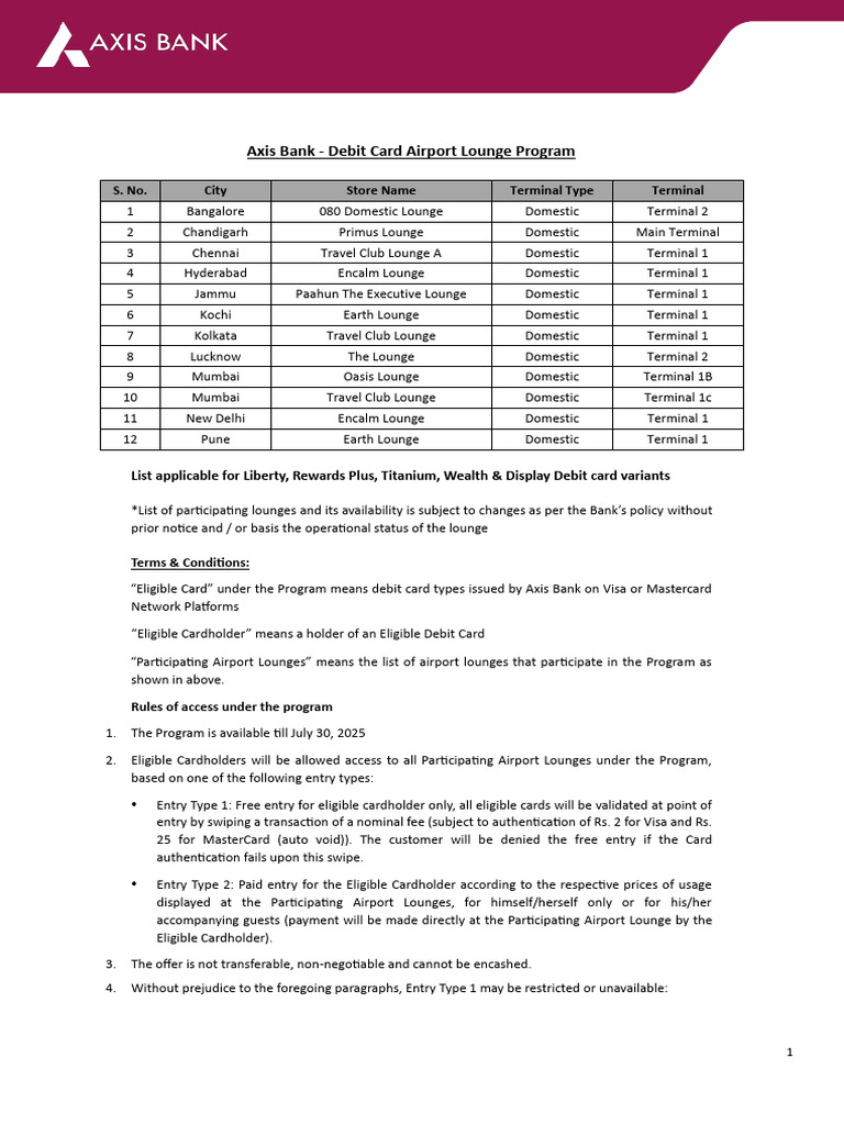 Debit Card Airport Lounge Program | Download Free PDF | Airport Lounge ...