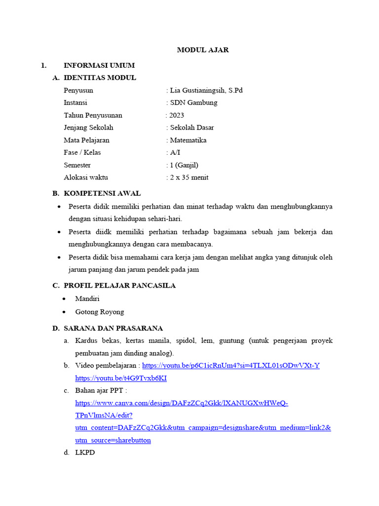 Modul Ajar Siklus 2 Lia Gustaningsih | PDF
